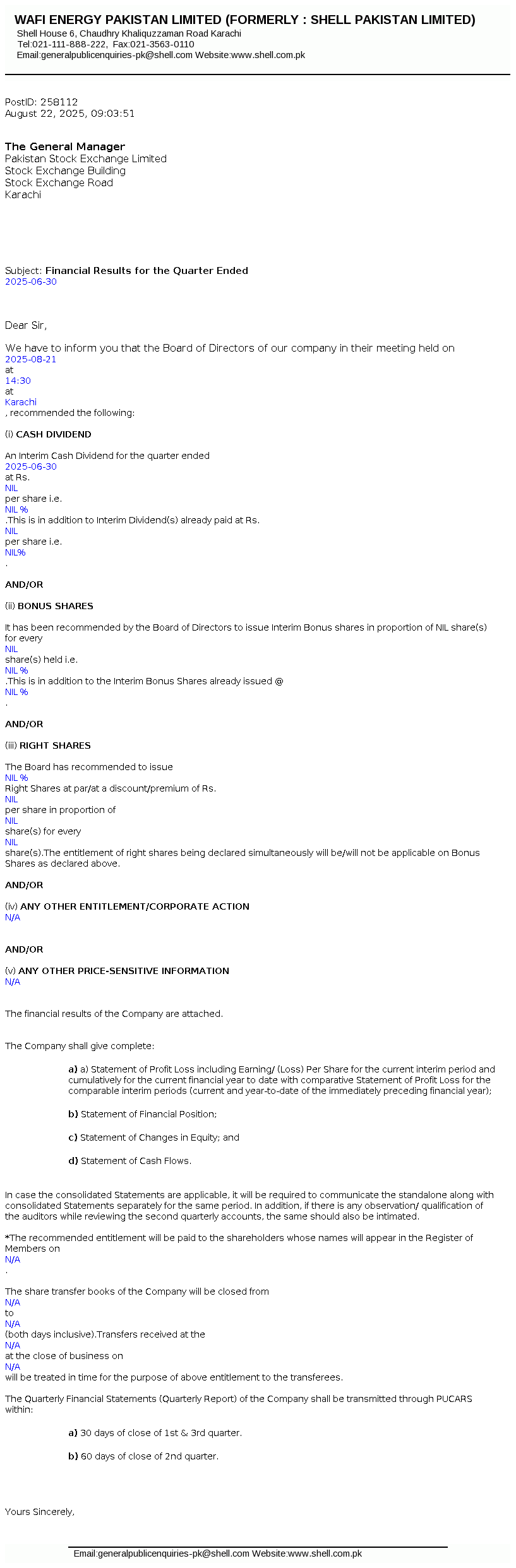 WAFI - Wafi Energy Pakistan Limited (Shell Pakistan Ltd) PSX Stock ...