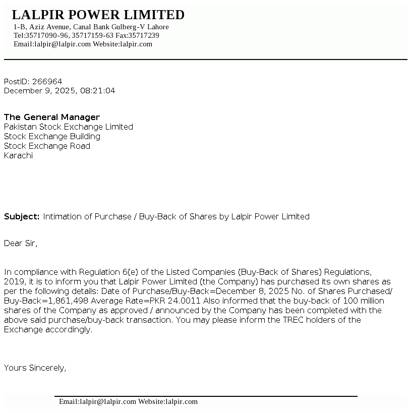 LPL - Lalpir Power Ltd. PSX Stock Snapshot | Fundamentals ,Technicals ...
