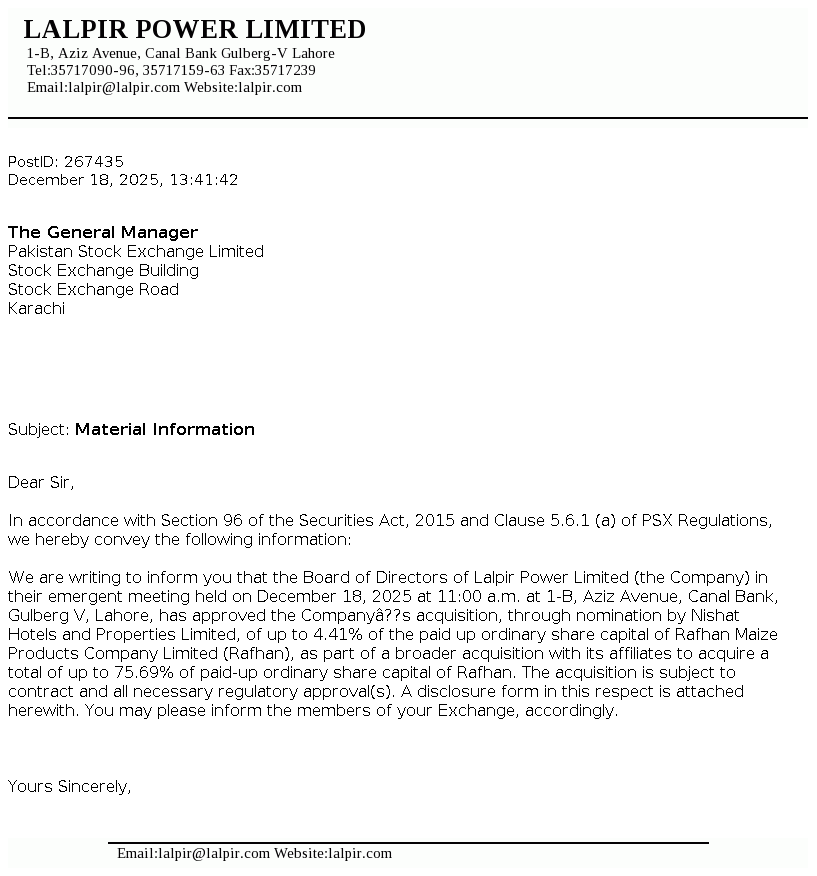 LPL - Lalpir Power Ltd. PSX Stock Snapshot | Fundamentals ,Technicals ...